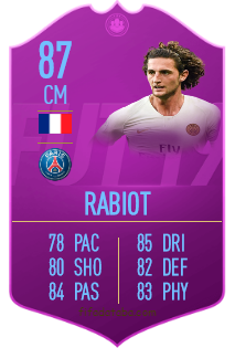 Adrien Rabiot FIFA 19 Rating, Card, Price