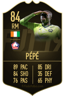 Nicolas Pépé FIFA 19 Rating, Card, Price