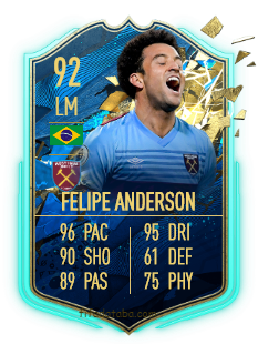 Felipe Anderson Pereira Gomes FIFA 20 Rating, Card, Price