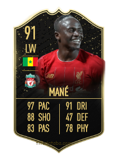 Sadio Mané FIFA 20 Rating, Card, Price