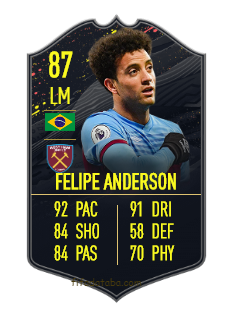 Felipe Anderson Pereira Gomes FIFA 20 Rating, Card, Price