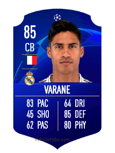 Raphaël Varane FIFA 20 Rating, Card, Price