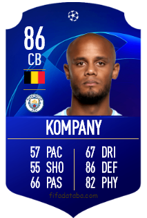 Vincent Kompany FIFA 19 Rating, Card, Price