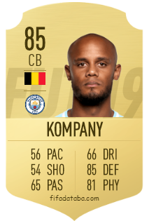 Vincent Kompany FIFA 19 Rating, Card, Price